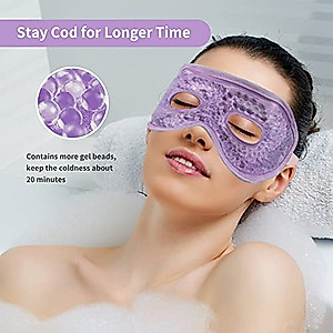 NEWGO Gel Eye Mask Reusable Cooling Eye Mak with Eye Holes, Cold Pack Eye Ice Pack Hot Cold Eye Compress for Puffy Eyes Migraine Headache, Stress Relief, Dry Eyes Dark Circles (Purple)