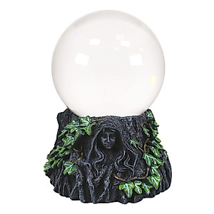 Ebros Celtic Sacred Moon Triple Goddess Mother Maiden Crone Scrying Glass Gazing Ball Figurine 8" H Wicca Wiccan Holy Trinity Decor Halloween Macabre Sculpture Decorative