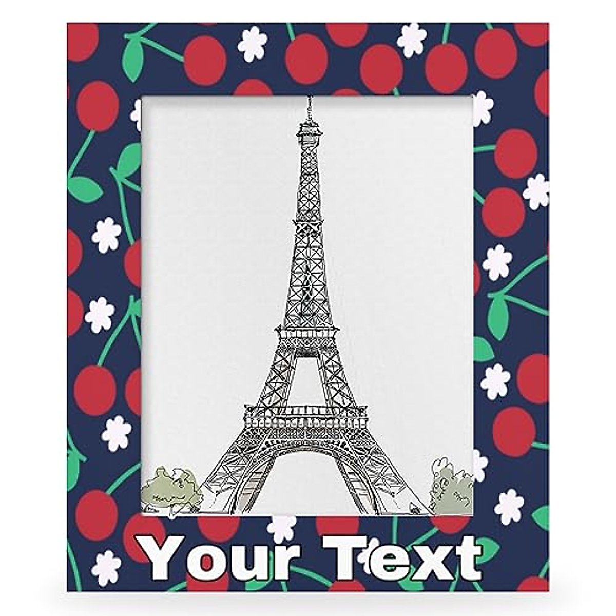 Herdesigns Red Cherry Pattern 8x10 Picture Frame Personalized Custom Text Name Fruit Flower Wooden Picture Frame for Wall and Tabletop Display, Photo Picture Frame Customized Gift