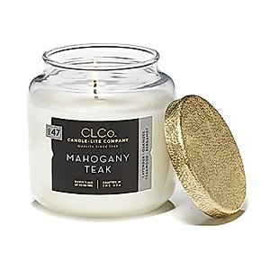 CLCo. By Candle-Lite Scented Mahogany Teak Single-Wick Jar Candle, 14 oz, Off White