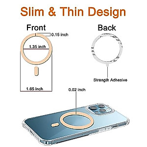 COJOC 3PCS for Magsafe Ring Sticker,Universal Magnetic Conversion Adapter Compatible with Wireless Charging Accessories for iPhone 14/13/12 Pro Max Mini, Galaxy Series and Phone Case,Gold