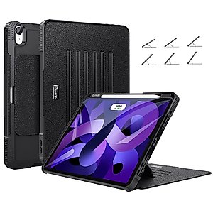 ZtotopCases for iPad Air 5th Generation Case 2022 / iPad Air Case 4th Generation 2020 10.9 Inch, Multi-Viewing Angles TPU Magnetic Protective Cover with Auto Wake/Sleep & Pencil Holder, Black