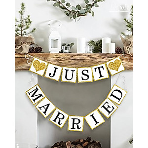 Just Married Proposal Banner Marriage Decorations Paper Garland Wedding Supplies Engagement Sign Outdoor Party Photp Prop Rustic Decorations 6Ft