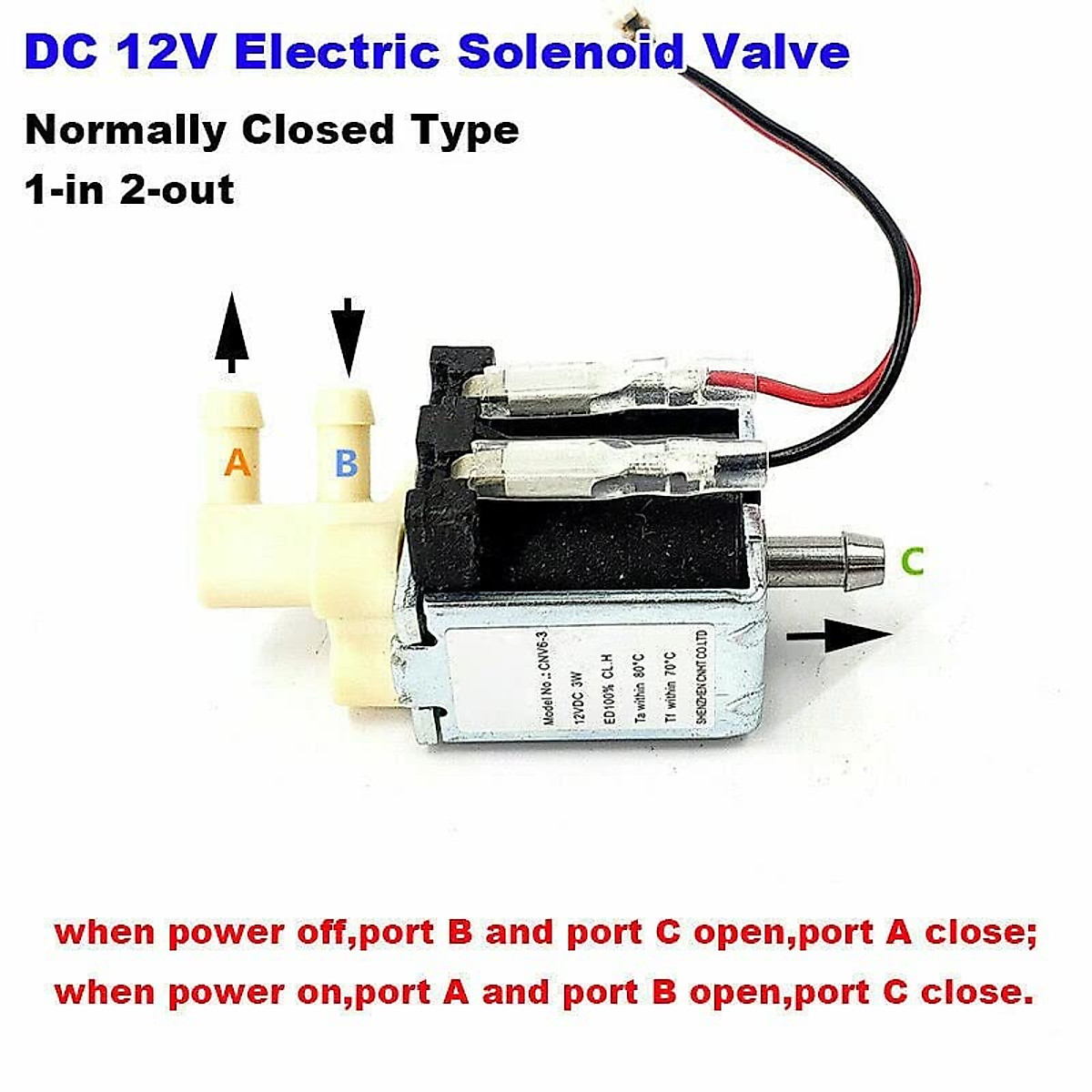 Submersible Sump Pump 12V 2-Position 3-Way Mini Electric Solenoid Valve N/C Flow Control Switch Valve Transfer Pump