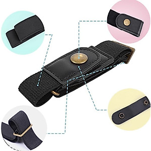 2 Pairs No Buckle Invisible Elastic Stretch Belt for Men/Women, Jeans Loops Belt Adjustable Waist Belt for Pants (BLACK+GREY)