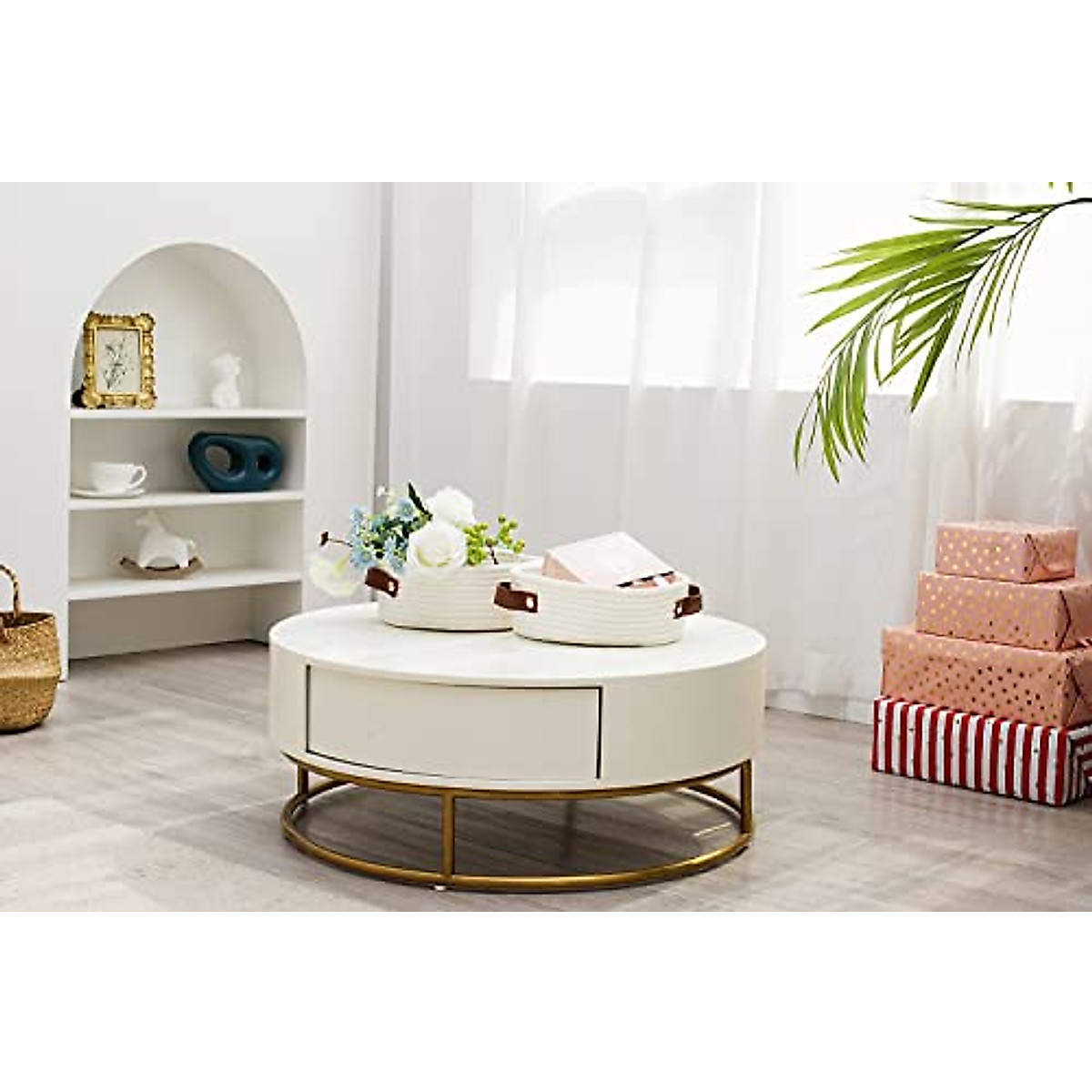 Small Basket for Organizing Small Cotton Rope Woven Storage Bins Dog Toy Bin Mini Rope Basket Small Organizer Bins Little Basket with Handle for Kids Baby Cloth Christmas Gift Empty, XS White 2 Pack