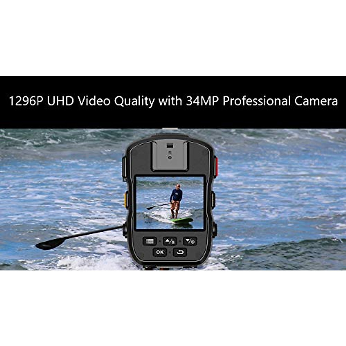 PatrolMaster 1296P UHD Body Camera with Audio (Build-in 128GB), 2 Inch Display, Night Vision, Waterproof, Shockproof, Body Worn Camera with Compact Design, Police Camera