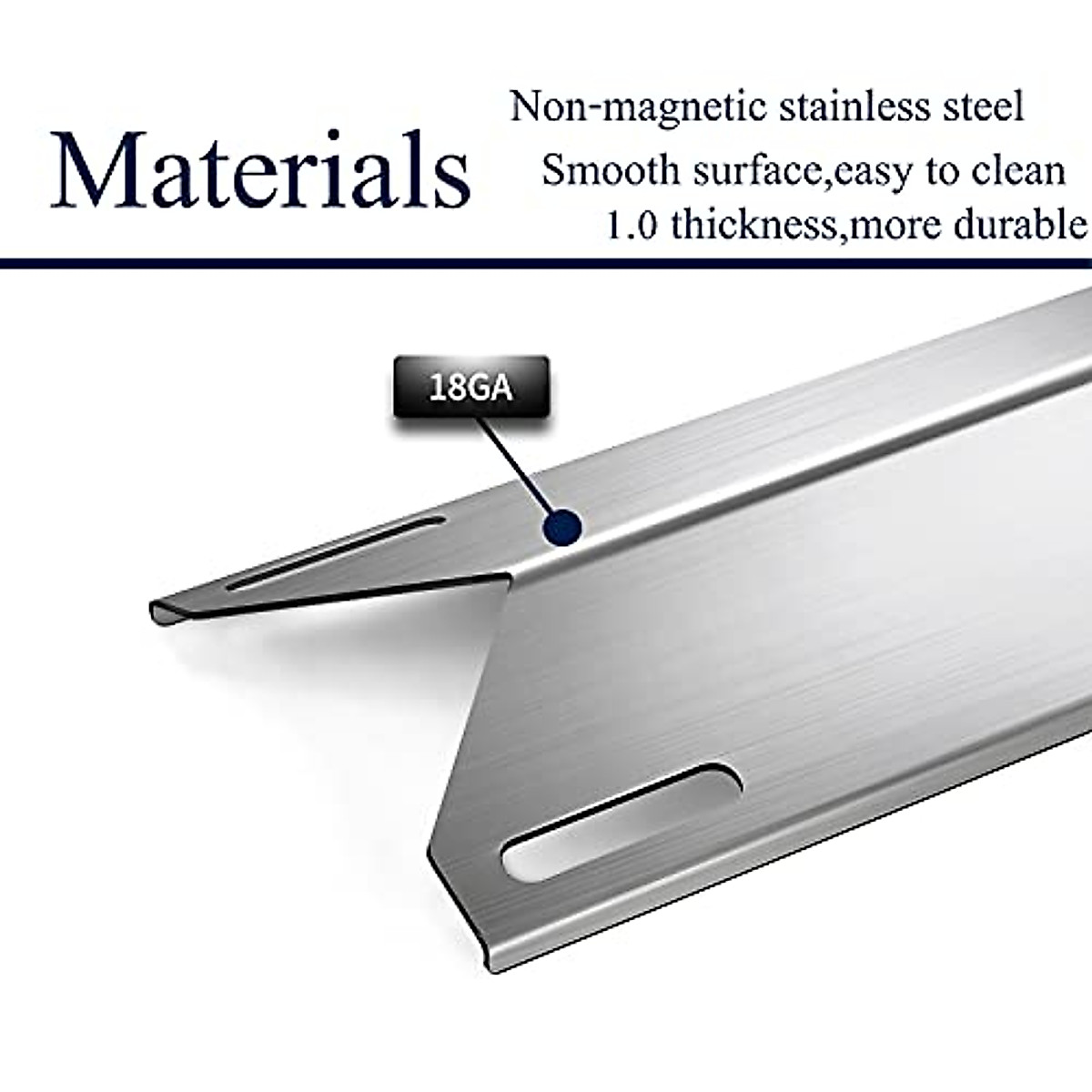 Boloda BBQ Gas Grill Replacement Parts, Stainless Steel Heat Plate Shield Burner Cover Heat Tent for Nexgrill 720-0439, 720-0582B, Kirkland 720-0439, Members Mark 720-0582B, 15-3/8" x 5 1/8"