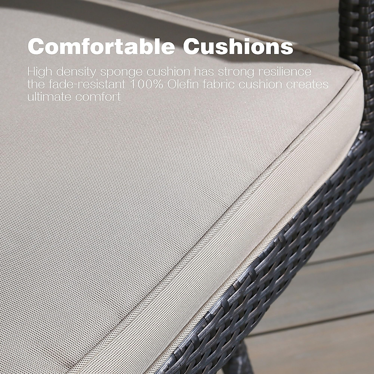 Patio Tree Outdoor Swivel Wicker Bar Chair with Soft Cushion, Steel Patio Bistro Stool