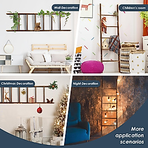 6-Tier Blanket Ladder Wooden, 5.7FT(66.5'') Blanket Quilt Towel Holder Rack Decorative Ladder, Easy Assembly, Rustic Farmhouse Ladder Shelf for The Living Room Bedroom Bathroom Home Decor, Brown