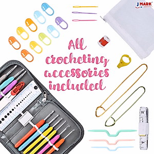 J MARK Crochet Kit for Beginners – Complete Crocheting Set with Acrylic Yarn and Accessories