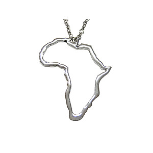 Kiola Designs Silver Toned Africa Map Outline Pendant Necklace