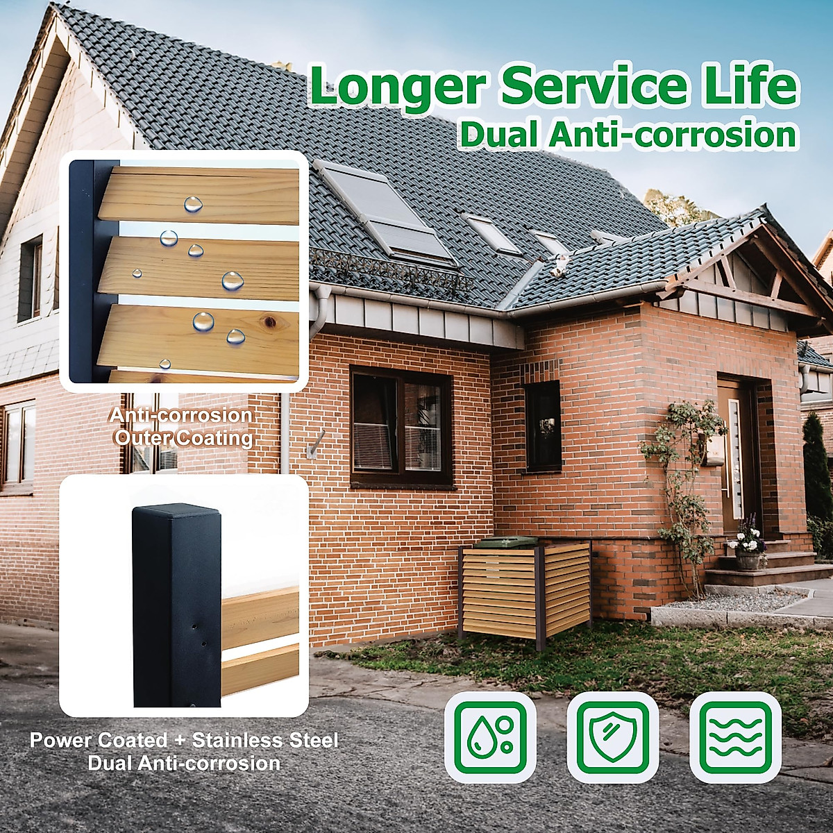 MARVOWARE Privacy Screens Fir Wood Outdoor Privacy Fence Screen Decorative Slatted Fencing for Air Conditioner and Trash Can,2 Pack