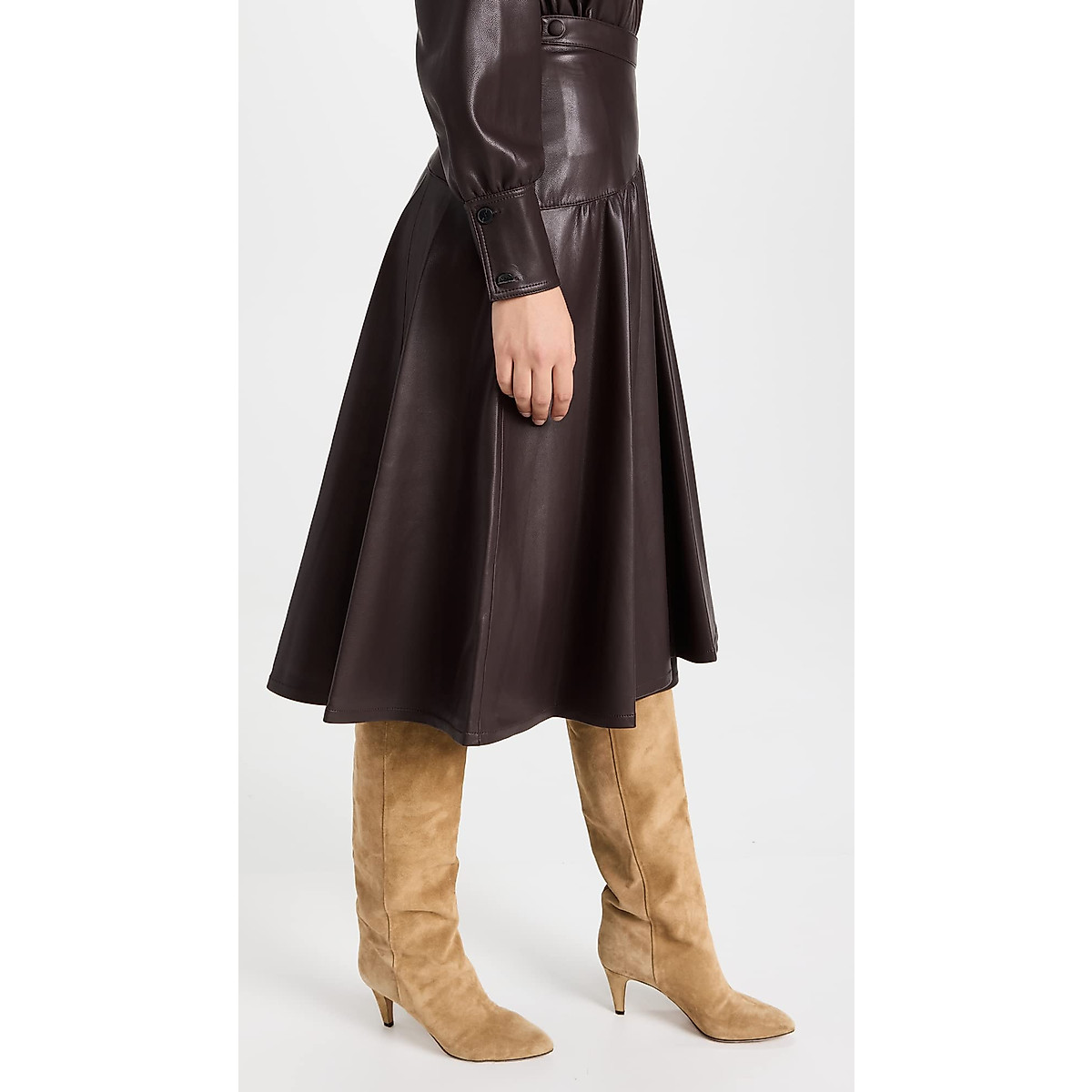 Rebecca Taylor Women's Vegan Leather Midi Wrap Skirt, Deep Port, Purple, Brown, 4