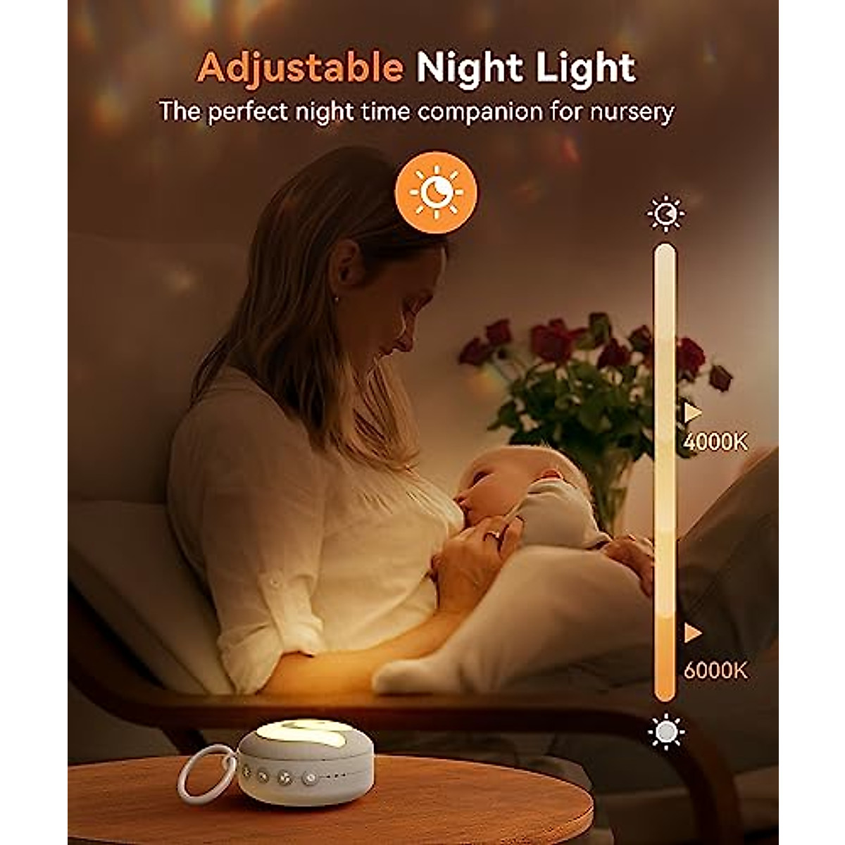 Portable Sound Machine Baby - Dreamegg D11 White Noise Machine for Baby Sleeping with Night Light, White Noise, Lullaby, Nature Sounds, Child Lock, USB Rechargeable Sound Machine for Travel Nursery