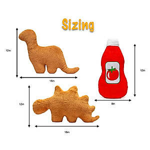 Elmwell Dino Nugget Plush Bundle: Snuggle into Softness with Dino Nugget Duo and Ketchup Pillow Pal – Irresistibly Cozy and Squishy