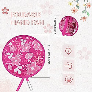 12 Pcs Round Japanese Style Foldable Hand Fan Summer Flower Handheld Folding Fan 4 Patterns Collapsible Handheld Fan Foldable for Women Girls Daily Use Festival Wedding Party Favors Home Decorations