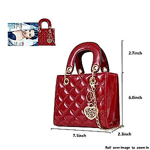 AyTotoro Purses and Handbags for Women Fashion quilted Ladies PU Leather Top Handle Chain Satchel Shoulder Tote Crossbody Bag (small red)