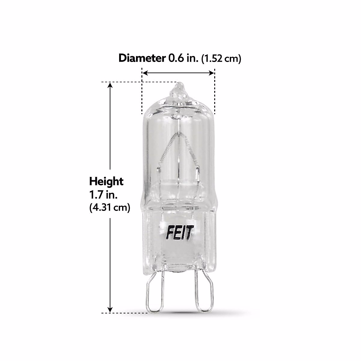Feit Electric BPQ40/G9/RP 40-Watt T4 JCD Halogen Bulb G9 Bi-Pin Base, Clear