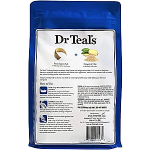 Dr. Teal's Ginger & Clay Bath Soak Mothers Day Gift Set (4 Pack, 3lbs Ea.) - Detoxify & Energize Ginger & Clay Blended with Pure Epsom Salt - Ease Aches & Pains, Cleans Out Harmful Toxins