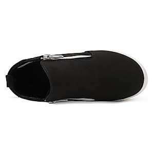 shoeslocker Girls Wedge Sneakers Ankle Platform Sneakers for Girls Nonslip Fashion Shoes with Double Side Zippers Black Size 2