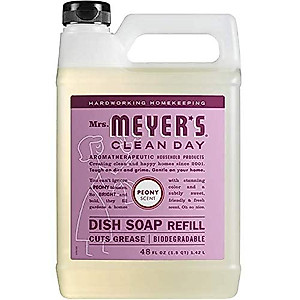 MRS. MEYER'S CLEAN DAY Liquid Dish Soap Refill, Peony, 48 FL Oz. (Pack of 2)