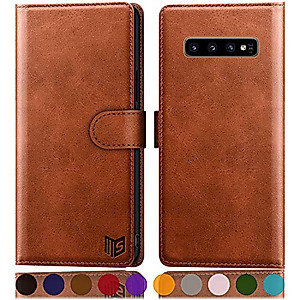 SUANPOT for Samsung Galaxy S10+ /S10 Plus 6.4 (Not Fit S10,S10e) Leather Wallet case with RFID Blocking Credit Card Holder, Flip Folio Book Cell Phone Cover Shockproof case Wallet Pocket 2018 Brown