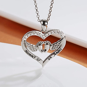 Miscarriage Necklace Loss of Pregnancy Rings 925 Sterling Silver Infant Loss Mommy of an Angel Memorial Jewelry Sympathy Gift for Women Mom (necklace miscarriage)