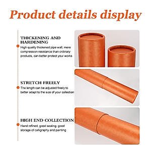 Document Tube Holder Kraft Storing Tubes Document Poster Tube Paper Storage Tube for Blueprints Prints Posters Targets Artworks and Drawings Orange Calligraphy Tube Telescoping Drafting Tube