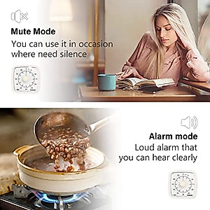 Yunbaoit Visual Timer with Night Light, 60-Minute Countdown Timer for Kids and Adults, Silent Classroom Timer, Time Management Tool for Home, School, or Work (Light White)