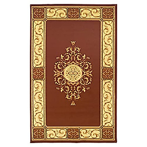 Superior Elegant Medallion Collection 5' x 8' Area Rug, Attractive Rug with Jute Backing, Durable and Beautiful Woven Structure, Floral Medallion Rug with Broad Border - Toffee
