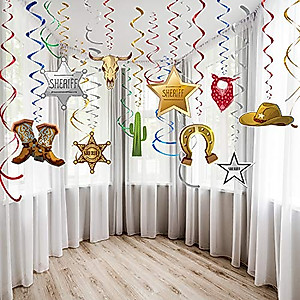 Blulu Western Party Decorations Pack Hanging Swirls Foil Swirls Party Ceiling Decorations Western Cowboy Theme Party Barnyard Theme Birthday Baby Shower Decor Event Supplies 30Ct