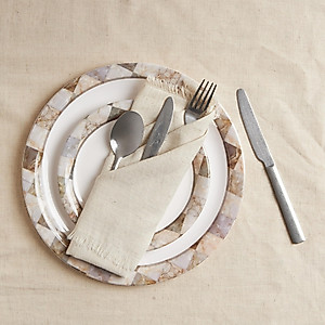 ACCENTHOME Natural Cotton Linen Napkin Set of 12 18x18 inch Dinner Napkins - Washable Soft Premium Hotel Quality Reusable Napkins Perfect Table Napkins for Family Dinners, Weddings & Everyday Use