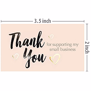 Easykart 120 Thank You For Supporting My Small Business Cards , Gold Foil Business Card Size 3.5" x2", Thank You Cards for Online Retail Shop , Small Business , Customer Package Inserts