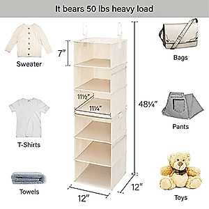 StorageWorks Two 3-Shelf Separable Closet Hanging Shelves with 1-Pack Storage Box with Lid