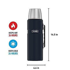 THERMOS Stainless King Vacuum-Insulated Beverage Bottle, 68 Ounce, Midnight Blue