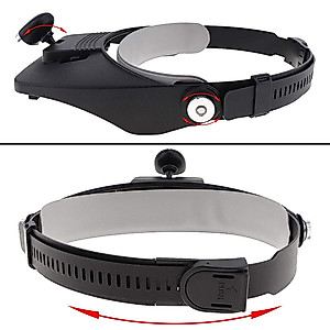 Meichoon Head-Mounted Magnifying Glass with 3 LED Lamps,Watchmaker Repair Tool Magnifier,6 Multiple Interchangeable Lenses,1X 1.5X 2X 2.5X 3.5X 8X