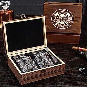 Firefighter Brotherhood Personalized Whiskey Glasses Box Set (Custom Product)