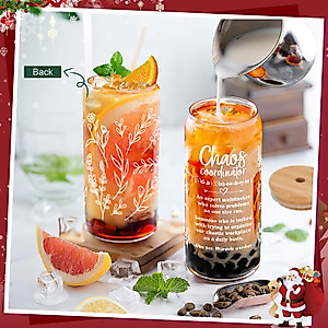 Hweijm Thank You Gifts for Women, Chaos Coordinator & Boss Lady Gifts, Office 20 Oz Coffee Glass