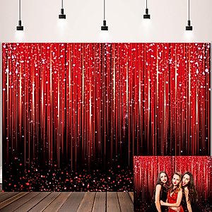 Red Glitter Backdrop for Photography Black and Red Bokeh Sequin Spots Birthday Party Background Baby Shower Winter Christmas New Year Party Decorations Photo Props