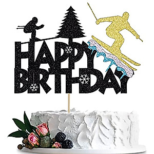 BIABISD Snow ski cake topper Ski lovers birthday theme decoration Ski sports theme birthday party decoration