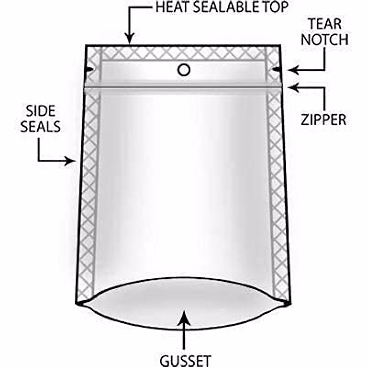 Clear/Silver Stand Up Pouch 7.5"x11.5"x3.5" , Pack of 100