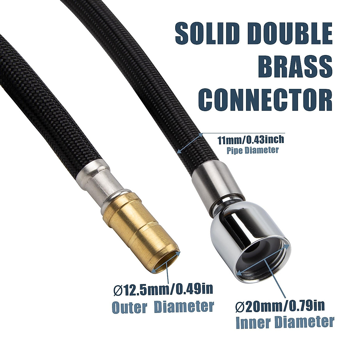 Kitchen Hose for Kohler Kitchen Faucet Parts K-1219935-BC，Pull Down Faucet Hose Replacement K-1304674-BC, Chrome Finish, 68 Inches