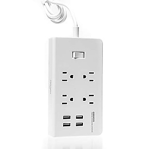 GR-8 Power Compact & Slim Travel Charging Station - International Power Adapter - Surge Protector - Power Strip with 4 Intelligent USB - Free Bonus Included