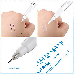 4 Pieces Skin Marker Pen Eyebrow Marker Pen Tools Microblading Accessories Marker Pen for Makeup (White, Purple,Single Head)