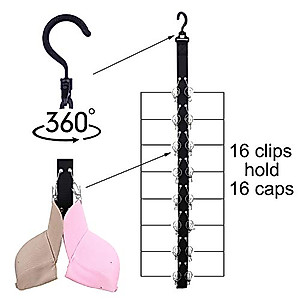 LEVOSHUA Closet Hanging Cap Organizer, 16 Baseball Cap Rack, Closet Hook Cap Holder Hat Storage Organizer - Keep Hats Cleaner Than a Hat Rack (1 Pack)