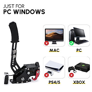 64-Bit PC USB Handbrake for SIM Auto Racing Games G25/ G27/G29 T500 Steel & Aluminum RALLY Adjustable for PC Windows PS Black with Clamp