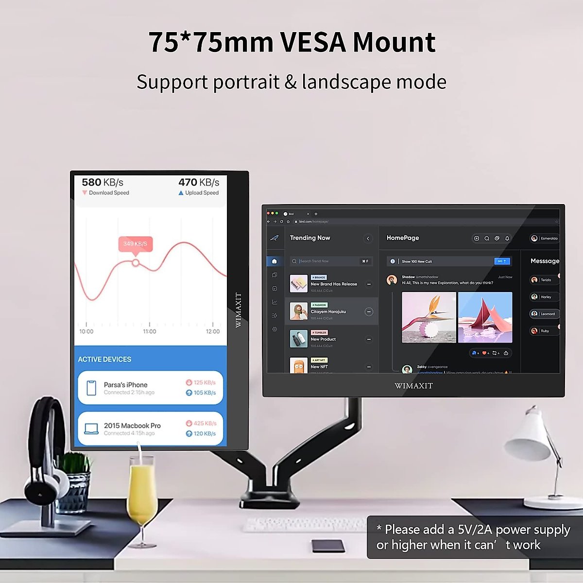 WIMAXIT 15.6inch Portable Touch Screen Monitor USB C HDMI Lapotp Monitor Compatible for Android Phone with Buit-in Soeakers for Gaming,Home Office