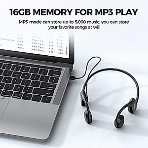 Hyyeosd Bone Conduction Swimming Headphones, Bluetooth Earbuds Waterproof Wireless Open Ear Headphones Built-in 16GB Ultra Light Headset for Swimming Running Sports Driving Fitness