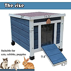 Rockever Outdoor Cat House, Feral Cat House Outdoor Weatherproof with Escape Door and Clear Windows for 2 Cats (Grey